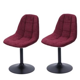 2er-Set Esszimmerstuhl MCW-A60, K&uuml;chenstuhl Stuhl Drehstuhl, Stahl MVG Stoff/Textil Chenille (465g/m&sup2;) ~ bordeaux