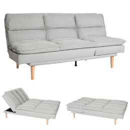 Schlafsofa MCW-M79, G&auml;stebett Schlafcouch Couch Sofa, Schlaffunktion Liegefl&auml;che 180x110cm ~ Stoff/Textil mint-grau