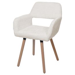 Esszimmerstuhl MCW-A50 II, Stuhl K&uuml;chenstuhl Polsterstuhl, Holz Stoff/Textil Chenille (465g/m&sup2;) MVG ~ creme