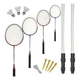 BEST Sporting Federball Set Erwachsene und Kinder I Badminton Set bestehend aus Netz, 4 Schlägern, 3 Badmintonbällen und Tasche I Federball Set Kinder I Badminton Netz und Schläger für den Garten