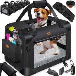 LOVPET® Hundebox Hundetransportbox faltbar Inkl.Hundenapf Transporttasche Hundetasche Transportbox für Haustiere, Hunde und Katzen Haustiertransportbox