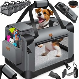 LOVPET® Hundebox Hundetransportbox faltbar Inkl.Hundenapf Transporttasche Hundetasche Transportbox für Haustiere, Hunde und Katzen Haustiertransportbox