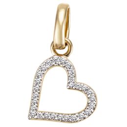 Ketten-Anhänger Firetti "Schmuck Geschenk Silber 925 Halsschmuck Anhänger Herz "LIEBE"", gold (gelbgoldfarben, kristallweiß, kristallweiß), Schmuckanhänger, Damen, Silber 925 (Sterlingsilber), 0,80 g, mit Zirkonia (synth.)