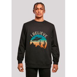Sweatshirt F4NT4STIC "I Believe UFO Alien Sonnenuntergang", Herren, Gr. S, schwarz, Obermaterial: 50% Baumwolle, 50% Polyester, regular fit, Rundhals, ohne B&uuml;ndchen, Sweatshirts Sweatshirt, Premium Qualit&auml;t