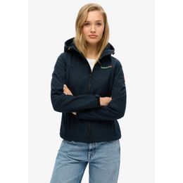 Outdoorjacke Superdry "HOODED CLASSIC TREKKER JKT", Damen, Gr. L, blau (eclipse navy), Web, Obermaterial: 90% Polyester, 10% Elasthan, unifarben, casual, slim fit, Langarm, Jacken