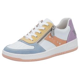 Sneaker RIEKER SPORT, Damen, Gr. 40, bunt (weiß bunt), Lederimitat, Sportlich, Schuhe, in aktueller Farbkombination, Freizeitschuh, Halbschuh, Schnürschuh