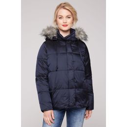 Outdoorjacke SOCCX, Damen, Gr. L, blau, Material: 100% Polyamid, Futter: 100% Polyamid, Füllung: 100% Polyester, Material: Kunstpelz: 63% Polyacryl, 37% Polyester, bedruckt, bestickt, casual, lässig geschnitten normal, Langarm eingesetzt Bündchen, Jacken, in leicht schimmernder Optik