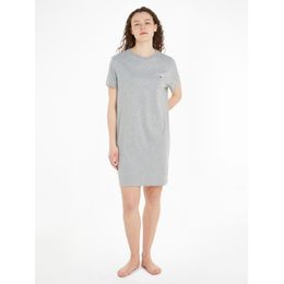 Nachthemd "SHORT SLEEVE T-SHIRT DRESS", Damen, Gr. L (40), N-Gr, grau (light, grau, heather), Single Jersey, Obermaterial: 100% Baumwolle, Tommy Hilfiger Underwear, meliert, casual, Basic ca. Mitte Oberschenkel, Rundhals, Kurzarm eingesetzt abgesteppt, Kleider, mit Tommy Hilfiger Logoaufdruck