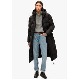 Steppjacke Superdry "MICROFIBRE LONGLINE PUFFER JKT", Damen, Gr. S, schwarz, Web, Obermaterial: 100% Polyester, unifarben, relaxed fit, Jacken