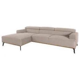 Ecksofa Places of Style "Carlo L-Form", braun (mud), B:285cm H:74cm T:171cm, Sofas, Kopfteilverstellung