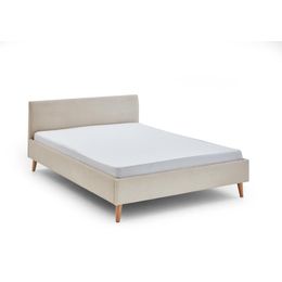 Meise Möbel Meise Möbel Wicki Polsterbett Holzfuß Kopfteil Glatt 140x200 cm Beige