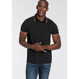 Poloshirt Bruno Banani, Herren, Gr. L (52/54), schwarz, Piquu00e9, Obermaterial: 95% Baumwolle, 5% Elasthan, unifarben, casual, schmal, Kurzarm Bündchen, Shirts, Kurzarm, schmal geschnitten, Colourblocking-Optik