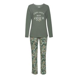 Vivance Pyjama Damen Gr&ouml;&szlig;e L camel / mint / jade / wei&szlig; Winterkleid