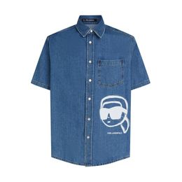 K by KARL LAGERFELD Karl Lagerfeld Hemd 'Ikon' Herren Gr&ouml;&szlig;e L blue denim / wei&szlig;