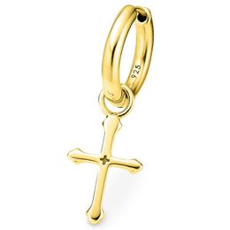 Single-Creole Bruno Banani "Schmuck Geschenk Silber 925 Ohrschmuck Ohrring Kreuz", gold (gelbgoldfarben), Ohrringe, Herren, Silber 925 (Sterlingsilber), Einhänger abnehmbar