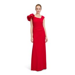 Abendkleid Vera Mont "Vera Mont Abendkleid figurbetont", Damen, Gr. 36, Normalgrößen, rot (rot rose), Cru00eape, Obermaterial: 95% Polyester, 5% Elasthan. Besatz: 100% Polyester. Futter: 100% Polyester., elegant, figurbetont lang, asymmetrischer Ausschnitt, ohne Ärmel, Kleider, Volant