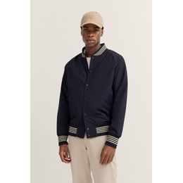 Blouson Bugatti, Herren, Gr. L, blau (390, marine), 90% Polyamid, 10% Elasthan, unifarben, regular fit, Bündchen, Jacken, mit Collegekragen