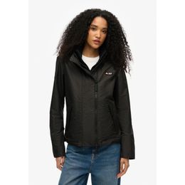 Outdoorjacke Superdry "HOODED MTN WINDBREAKER JKT", Damen, Gr. L, schwarz, Web, Obermaterial: 100% Polyester, unifarben, casual, slim fit, Langarm Bündchen, Jacken