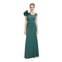 Abendkleid Vera Mont "Vera Mont Abendkleid figurbetont", Damen, Gr. 40, Normalgrößen, grün (schwarz emerald), Cru00eape, Obermaterial: 95% Polyester, 5% Elasthan. Besatz: 100% Polyester. Futter: 100% Polyester., elegant, figurbetont lang, asymmetrischer Ausschnitt, ohne Ärmel, Kleider, Volant