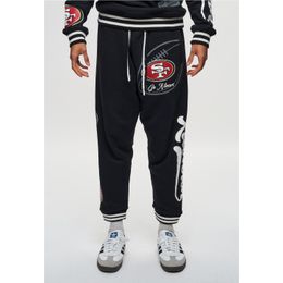 Sweathose Recovered "NFL 49ERS Go Niner", Herren, Gr. L, US-Größen, schwarz, 100% Baumwolle, casual, Hosen, mit gestreiften Bündchen