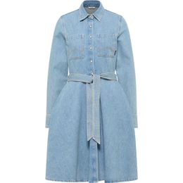 Minikleid Mustang "Style Hazel Denim Dress", Damen, Gr. 38, blau (hellblau), Popeline, 100% Baumwolle, ausgestellt, Kleider