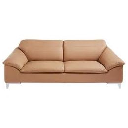 3-Sitzer COTTA "Teresa", braun (cappuccino), B:235cm H:84cm T:109cm, Luxus-Kunstleder, NaturLEDER (echtes Rindsleder), Rückseite mit Spannstoff bezogen, Sofas