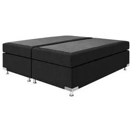 Boxspringbett "Holland", grau (charcoal), B:202cm L:201cm, Strukturstoff (77% Polyester und 23% Viskose), Westfalia Schlafkomfort, Komplettbetten, Boxspringbett, ohne Kopfteil, frei im Raum stellbar