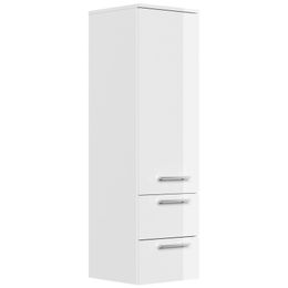 Posseik Hochschrank 120 cm weiss hochglanz mit Glaseinlagen