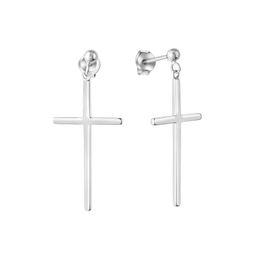 ZEEme Silber Ohrringe Silber 925 rhodiniert mit Kreuz-Motiv 35mm lang