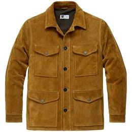 TELLASON Herren-Wildlederjacke L Goldbraun