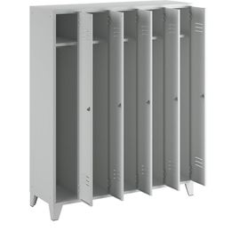 Wolf Spind Berlin 2, 5 Abteile, lichtgrau, Breite 1500 mm, flache Dachform