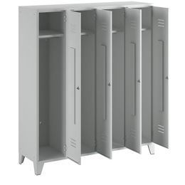 Wolf Spind Berlin 2, 4 Abteile, lichtgrau, Breite 1600 mm, flache Dachform