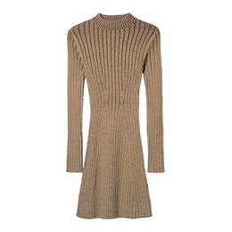 Bershka Knitted dress female Brown size M