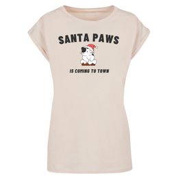 F4NT4STIC Shirt 'Santa Paws Christmas Cat' Damen Gr&ouml;&szlig;e 5XL sand / rot / schwarz / wei&szlig;