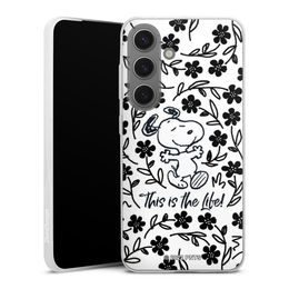 DeinDesign Galaxy S25 Handy Slim Case Silikon Handyh&uuml;lle transparent H&uuml;lle extra d&uuml;nn Peanuts Flowers Snoopy Silikon Slim Case