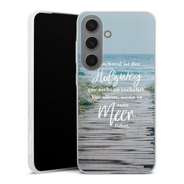 DeinDesign Galaxy S25 Handy Slim Case Silikon Handyh&uuml;lle transparent H&uuml;lle extra d&uuml;nn Statement Beach Spruch Silikon Slim Case