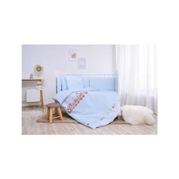 Lorelli Babybettw&auml;sche Set Smile 6-teilig Decke 140x95 Kissen 43x35 Bett 120x60 hellblau