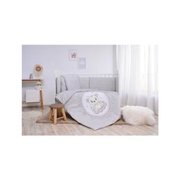 Lorelli Babybettw&auml;sche Set Smile 6-teilig Decke 140x95 Kissen 43x35 Bett 120x60 grau Sterne