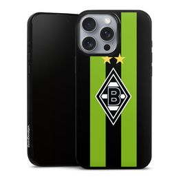 DeinDesign iPhone 16 Pro Max Handy Slim Case extra d&uuml;nn Silikon Handyh&uuml;lle schwarz H&uuml;lle Stripes Borussia M&ouml;nchengladbach Gladbach Silikon Slim Case