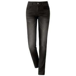 WITT Damen R&ouml;hrenjeans mit Zipper an Ges&auml;&szlig;taschen, anthrazit-denim, Gr&ouml;&szlig;e 38