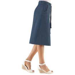 WITT Damen Jeansrock mit Flecht-G&uuml;rtel, blue-stone-washed, Gr&ouml;&szlig;e 40