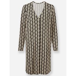 WITT Damen Druckkleid in A-Linie, sand-schwarz-bedruckt, Gr&ouml;&szlig;e 38
