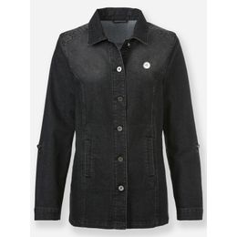 WITT Damen Jeansbluse mit funkelnden Ziersteinchen, graphit denim, Gr&ouml;&szlig;e 40