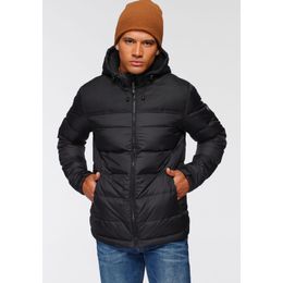 Daunenjacke Polarino, Herren, Gr. 46, schwarz (schwarz (daunenjacke aus nachhaltigem material)), Web, Obermaterial: 100% Polyamid. Futter: 100% Polyester. Wattierung: 80% Daunen, 20% Federn, sportlich, Langarm mit Klettverschluss, Jacken, für den Winter, aus leichtem Webmaterial