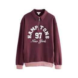 next Sweatshirt 'Hamptons New York' Damen Gr&ouml;&szlig;e L rosa / burgunder / wei&szlig;