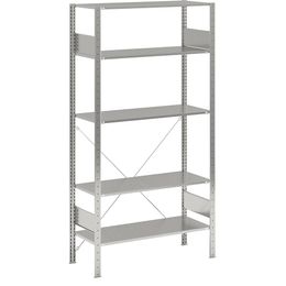 eurokraft pro Steckregal, einreihig, Fachboden-BxT 1000 x 400 mm, verzinkt, Höhe 2000 mm, Grundregal