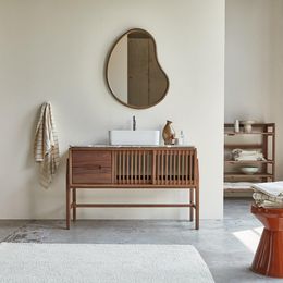 Tikamoon Badezimmerschrank Isaure aus massivem Nussbaumholz und Premium-Terrazzo 125 cm