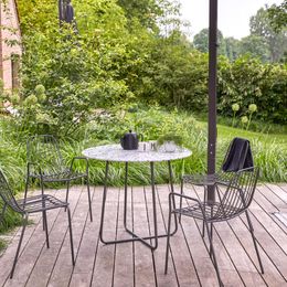 Tikamoon Runder Gartentisch Premium-Terrazzo und Metall 90 Elio grau