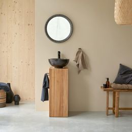 Tikamoon Waschtisch Bad Gästebad kleine Räume Teak Handtuchhalter Unterschrank massiv
