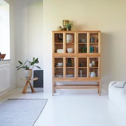 Doppelvitrine aus Mindiholz Massivholz 120 cm Geschirrschrank Buffet Tikamoon